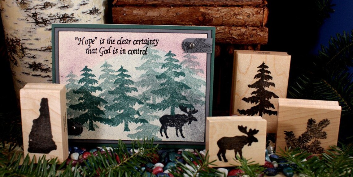 RUBBER Stampsilhouette Moosemoose Stampsolid Stamp Two | Etsy