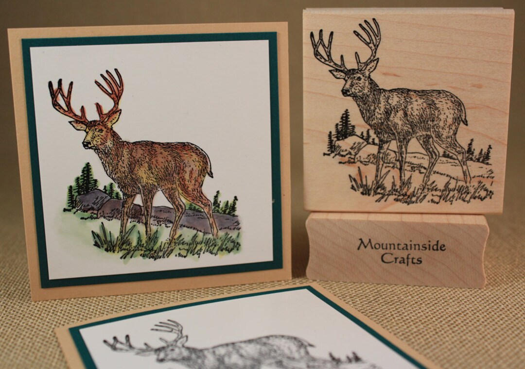 BUCK STAMP DEER Forest Stag Woodland Animal Dad Father's Day ...