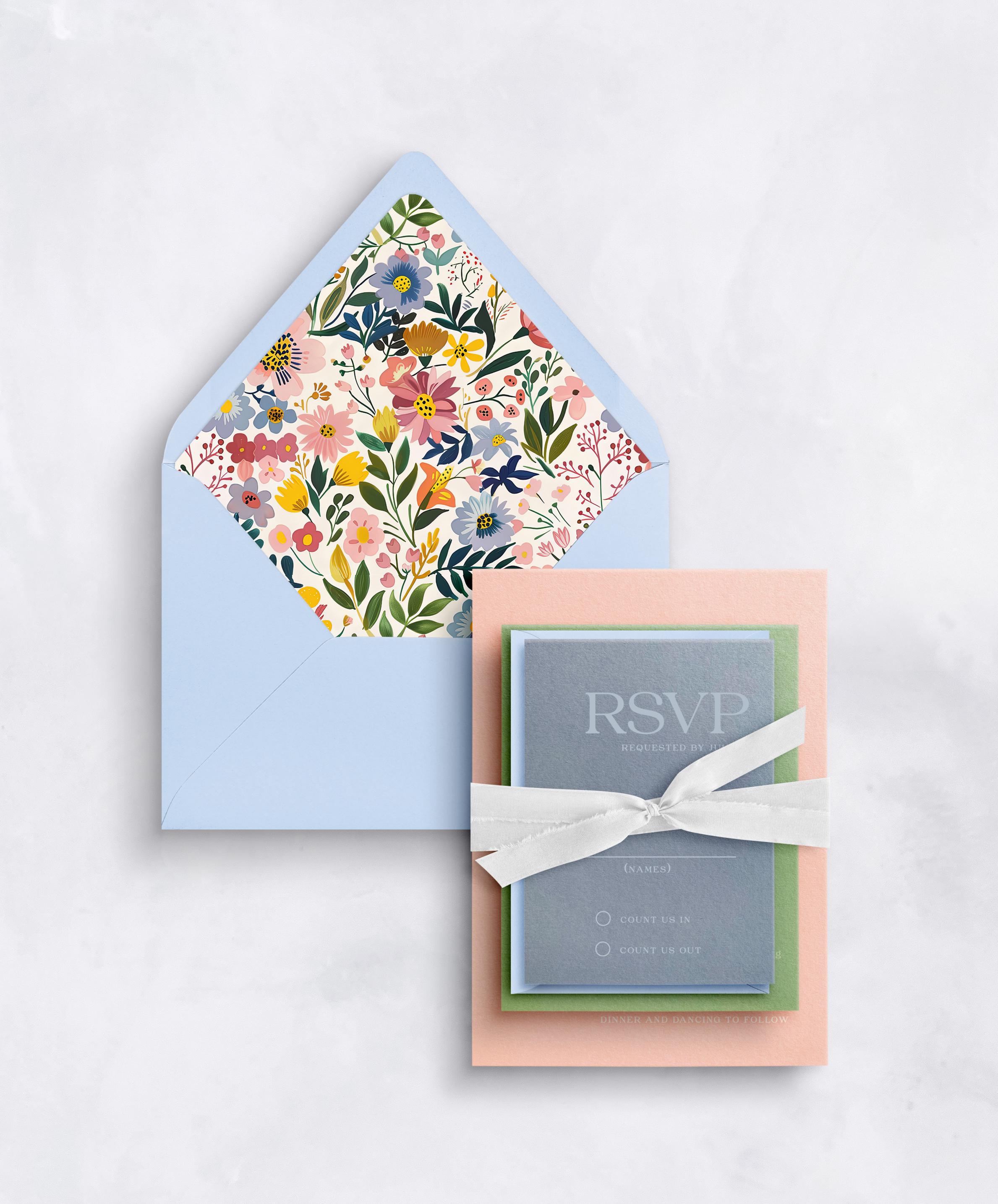 Pastel Color Block Wedding Invitation Set | Modern Colorful Invites - Etsy