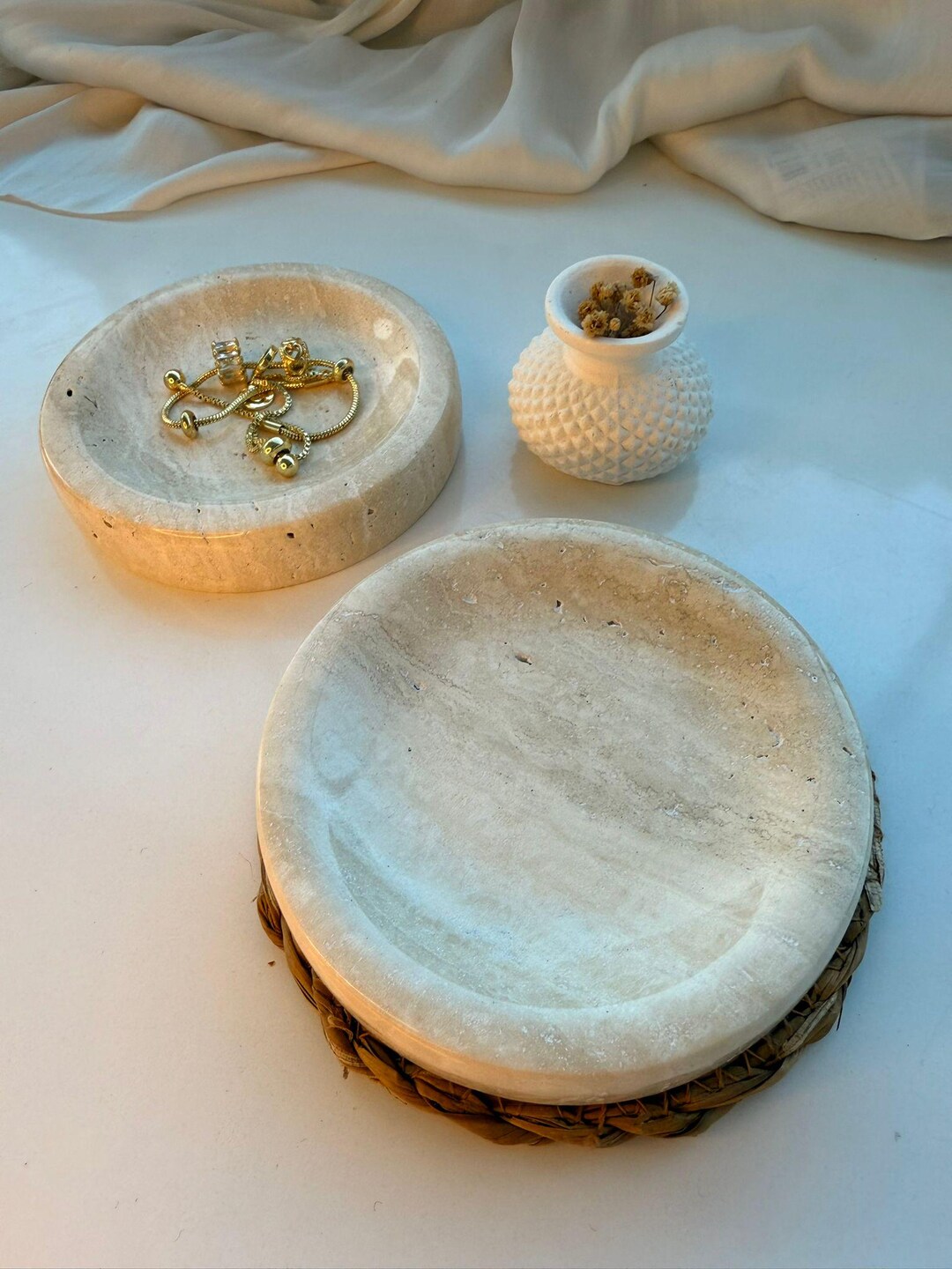 Travertine Jewelry Holder | Marble Stand for Rings, Earrings, Necklace ...