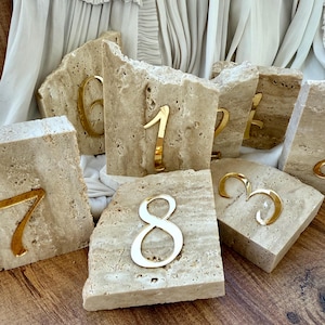 Natural Stone Travertine Gold Acrylic Table Numbers / Weeding ...