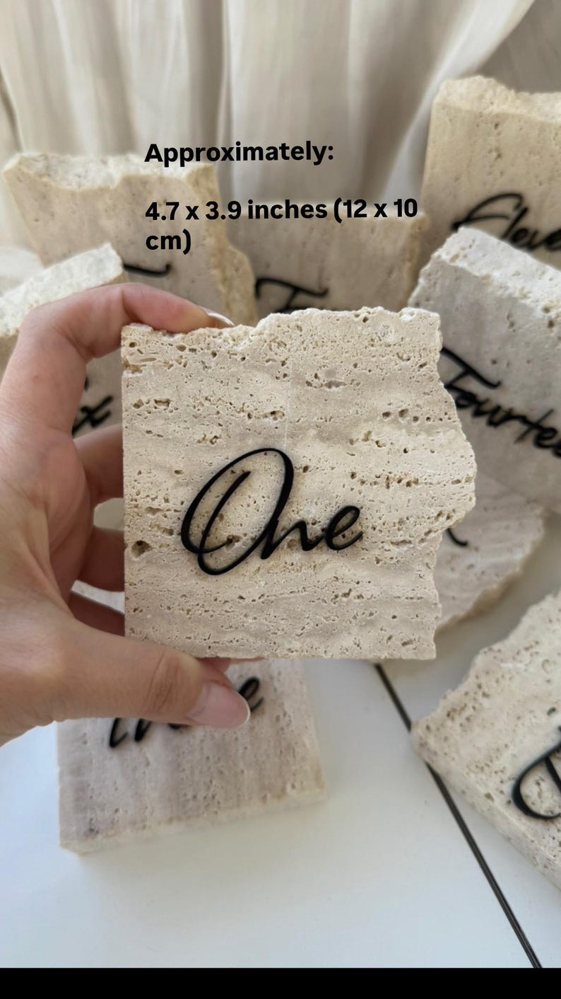 Travertine Stone Table Numbers , Wedding Signs, Rustic Event Decor - Etsy