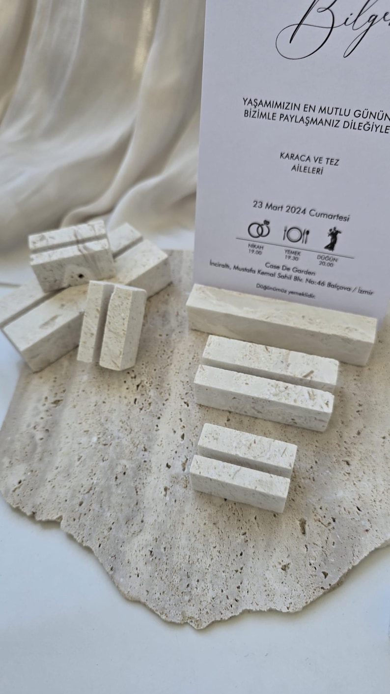 Travertine Limestone Card Holder | Wedding Table Number Holder - Etsy