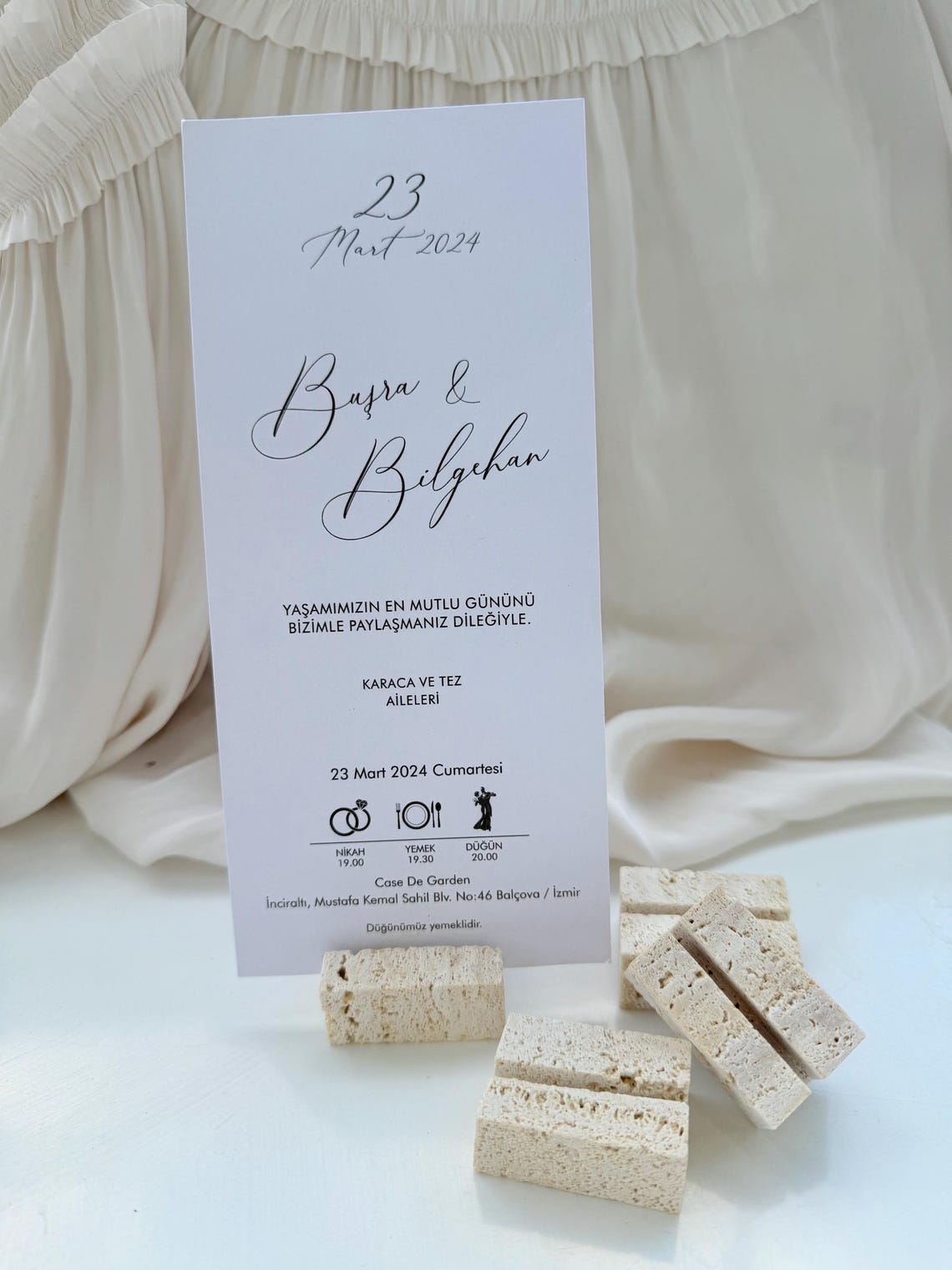 Travertine Limestone Card Holder | Wedding Place Card - Etsy