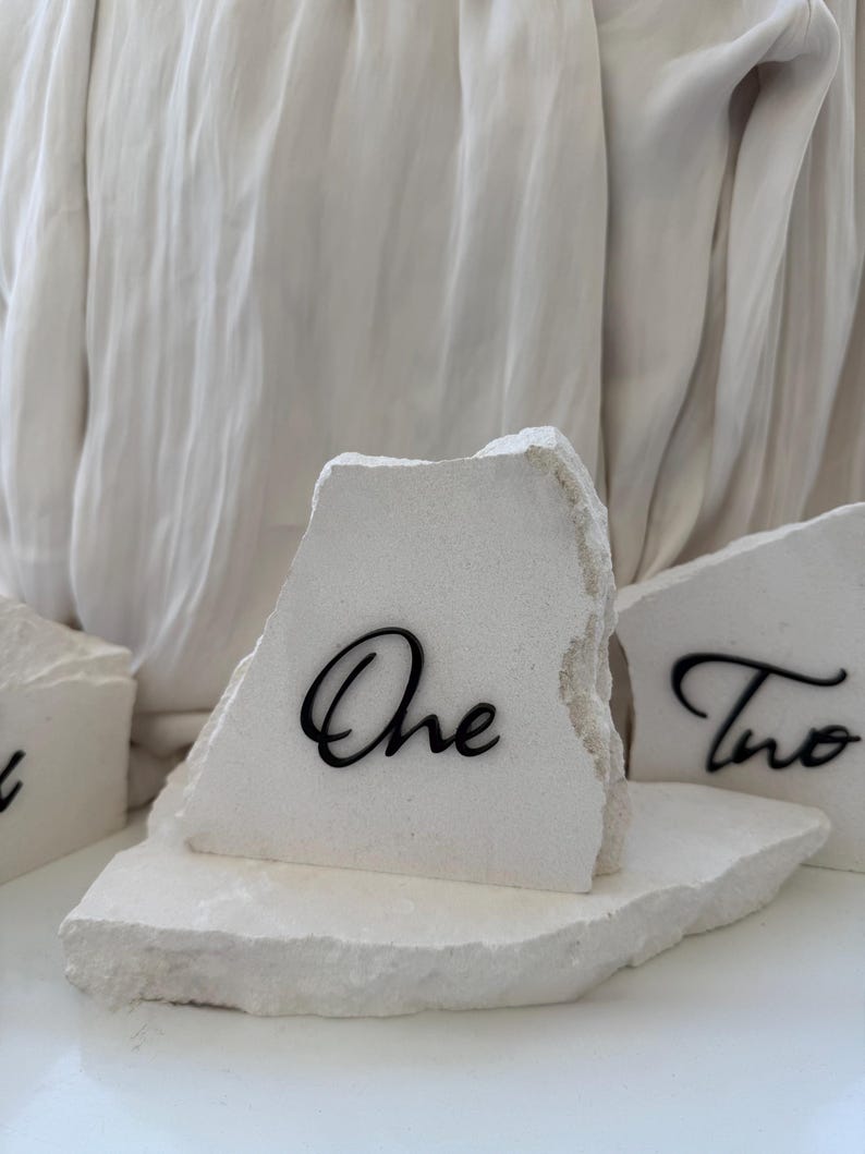 Stone Table Number for Conventions, Beige - off White Wedding ...