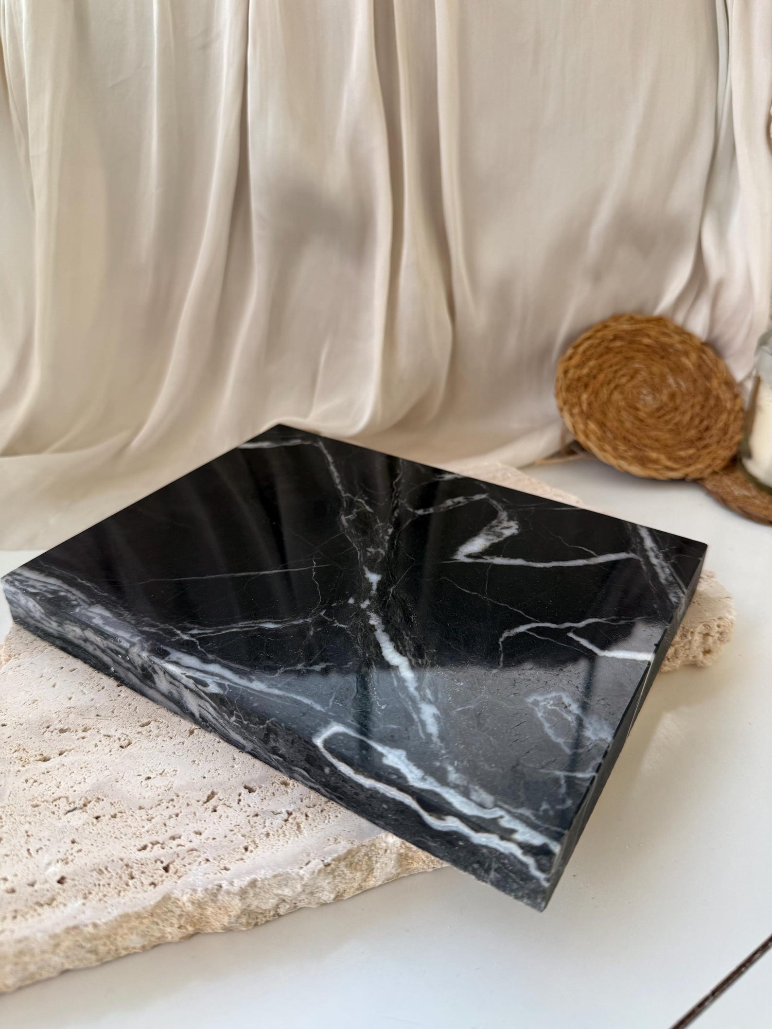 Black Marble Prop Decorative Marble Platform Black Tray Black Marble ...