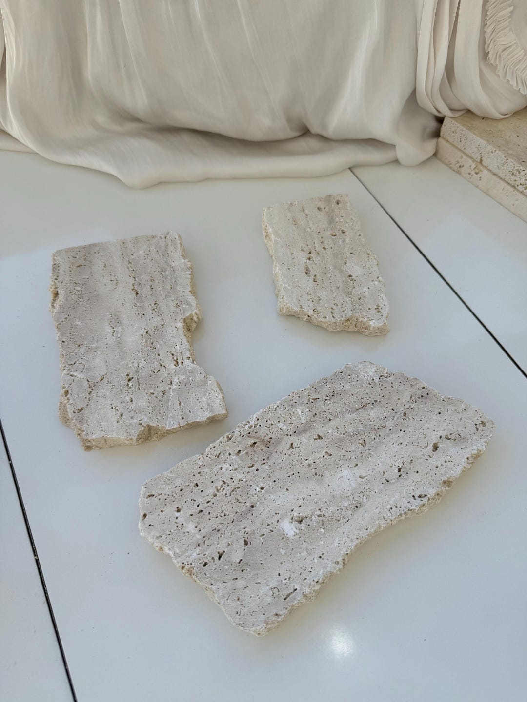White - Beige Travertine Photo Prop | Limestone Broken Stone | Marble ...