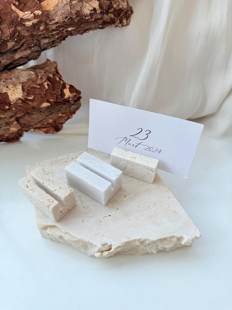 Travertine Card Holder • Natural Stone Menu Stand • Limestone Wedding ...