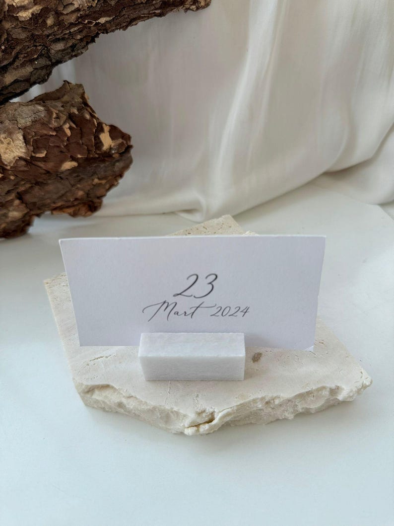 Travertine Card Holder • Natural Stone Menu Stand • Limestone Wedding ...