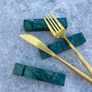 6 Pieces Green Marble Cutlery Rest With Knife Holder | Marble ...