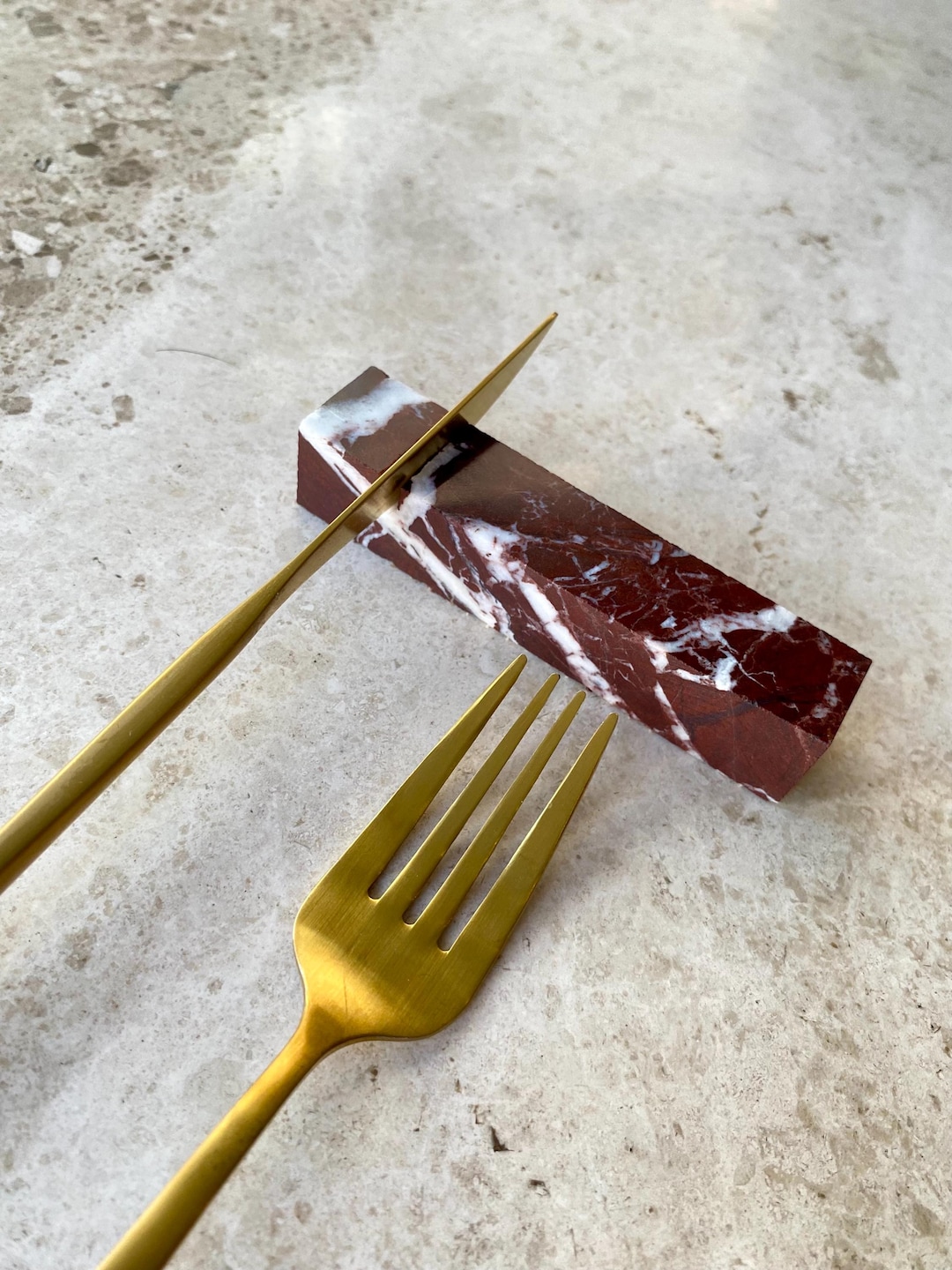 Rosso Levanto | Red Marble Cutlery Rest Blocks With Knife Holder ...