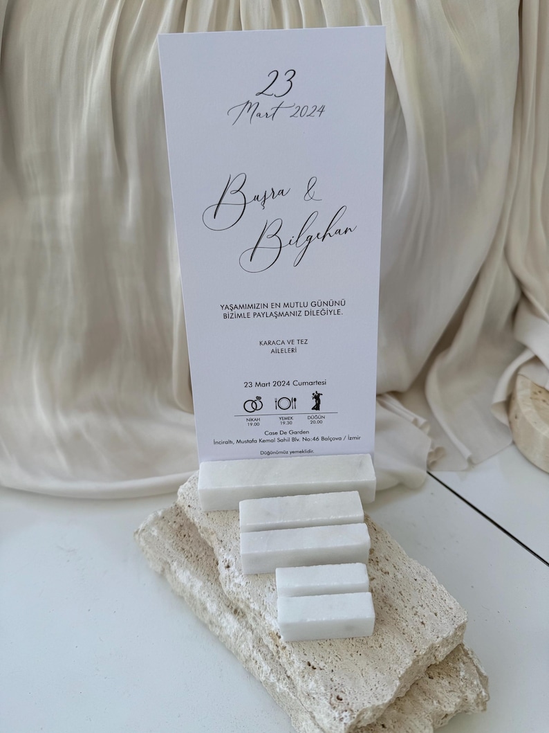 White Marble Card Holder | Menu Holder | Card Holder | Wedding Sign ...