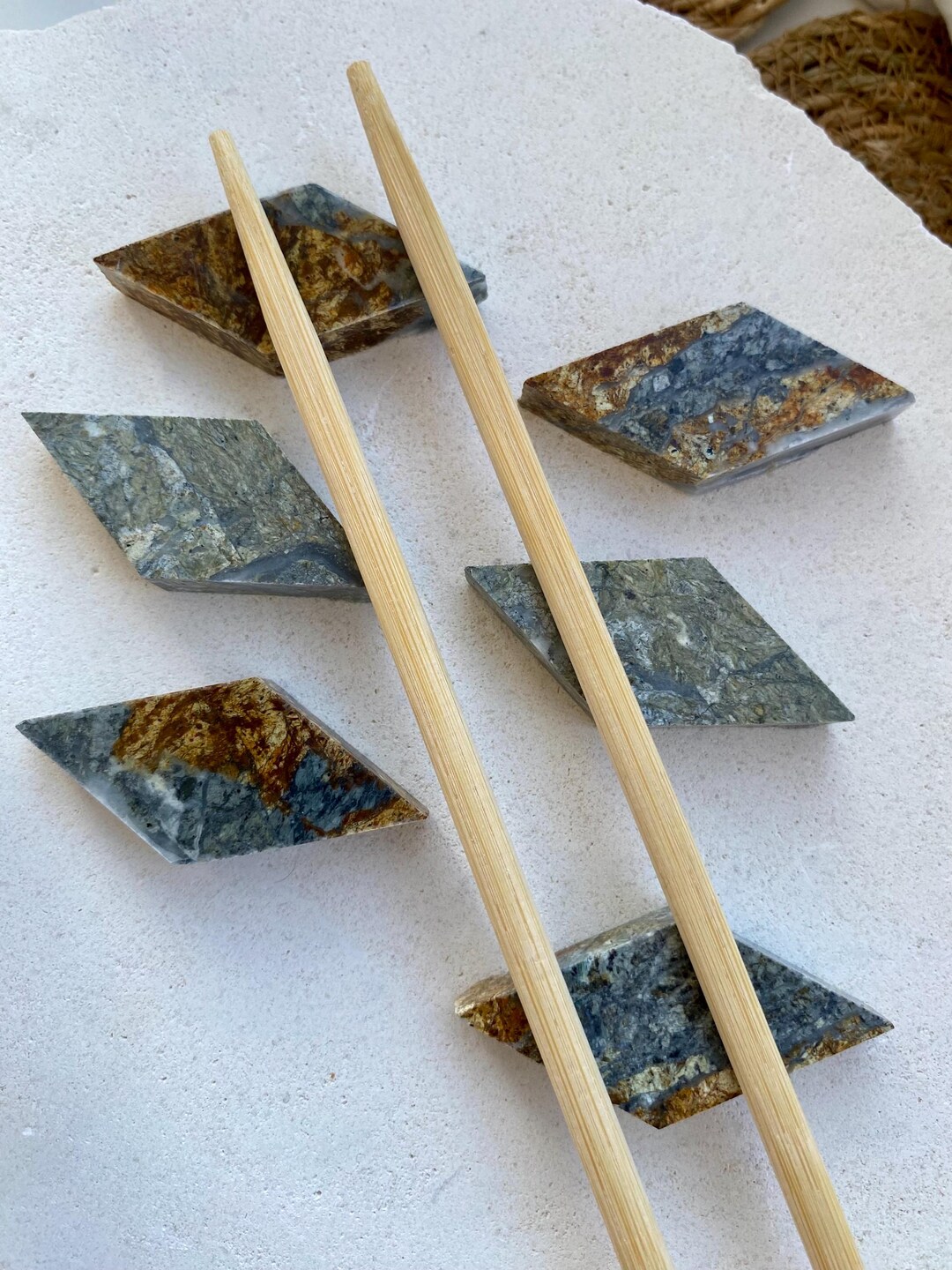 Blue Marble Chopstick Rest Blocks | Marble Hashioki | Cutlery Rest ...