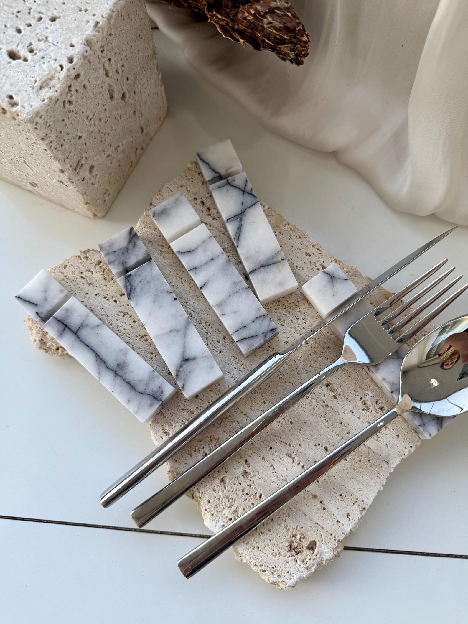 Dark Lilac Marble Cutlery Rest Blocks With Knife Holder | Marble ...