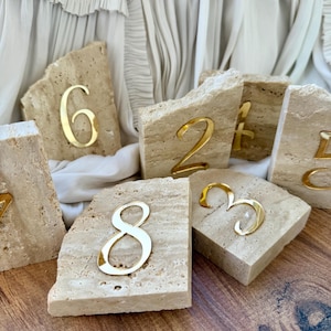 Natural Stone Travertine Gold Acrylic Table Numbers / Weeding ...