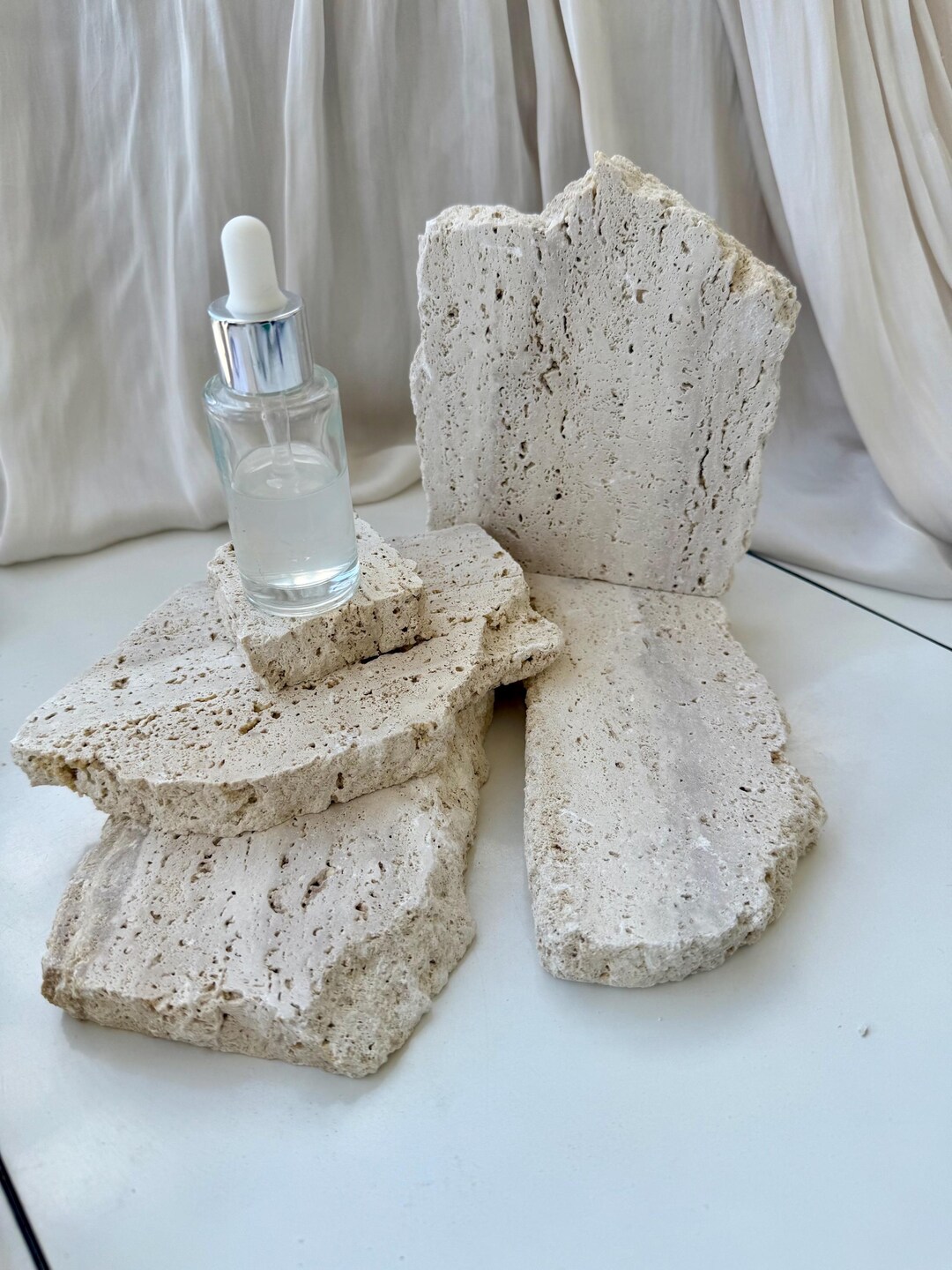 White - Beige Travertine Photo Prop | Limestone Broken Stone | Marble ...
