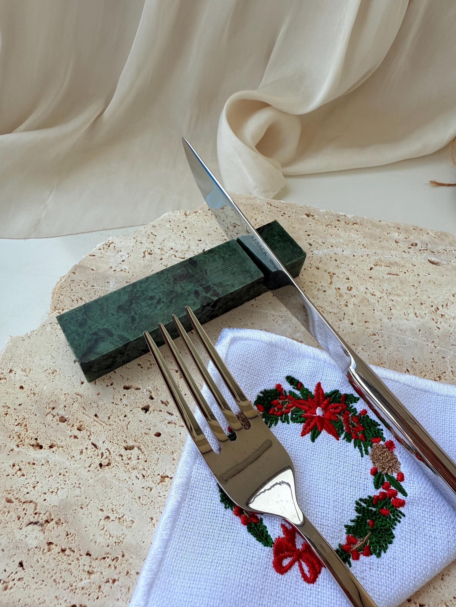 6 Pieces Green Marble Cutlery Rest With Knife Holder | Marble ...