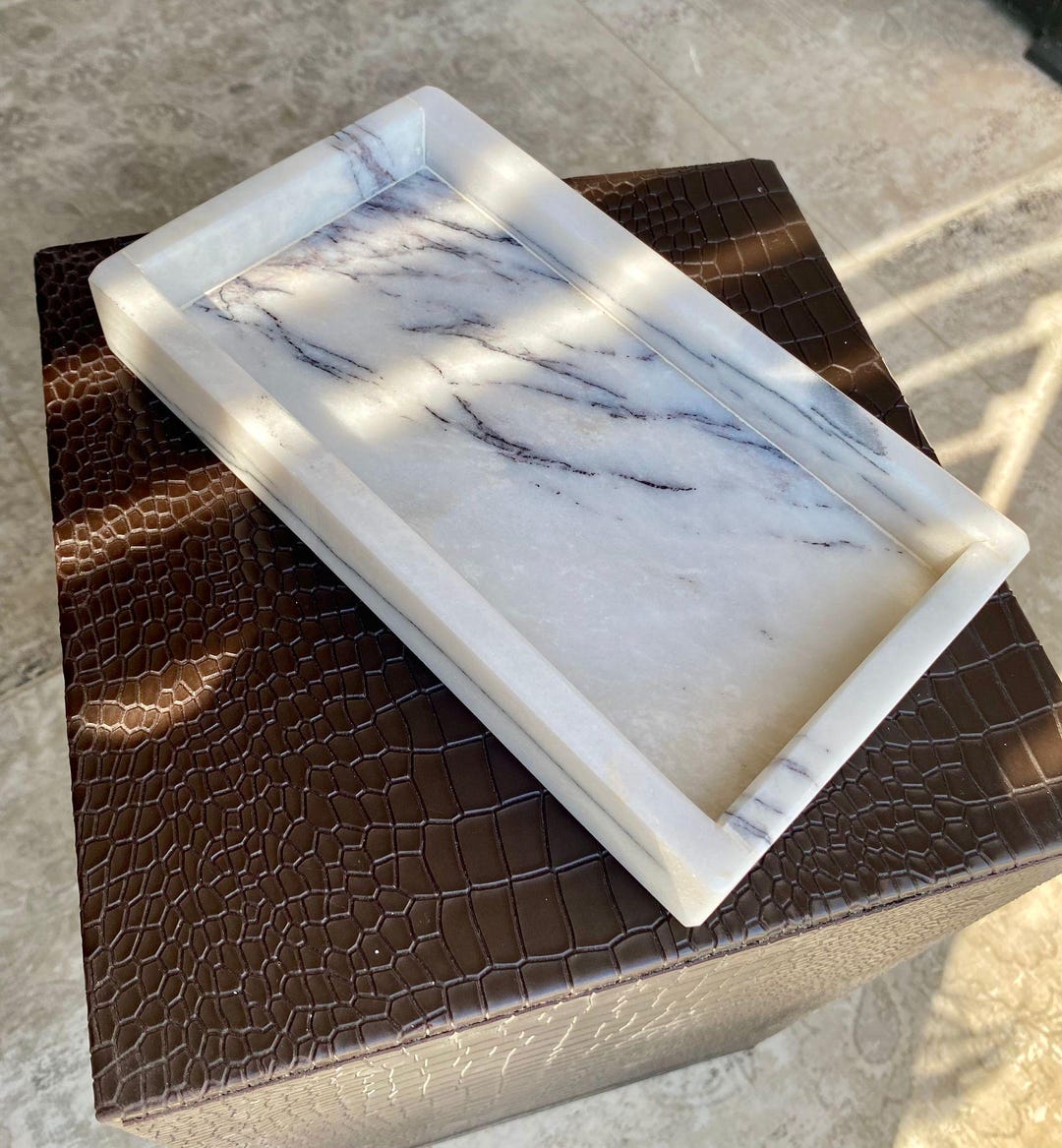 Viola Marble Natural Stone Tray for Kitchen, Bathroom, Office ...