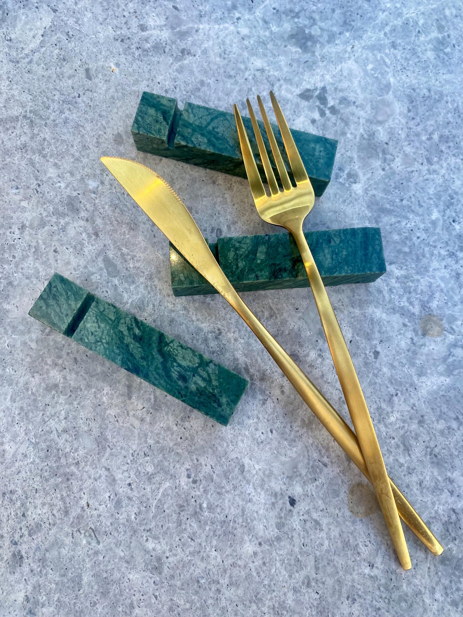6 Pieces Green Marble Cutlery Rest With Knife Holder | Marble ...