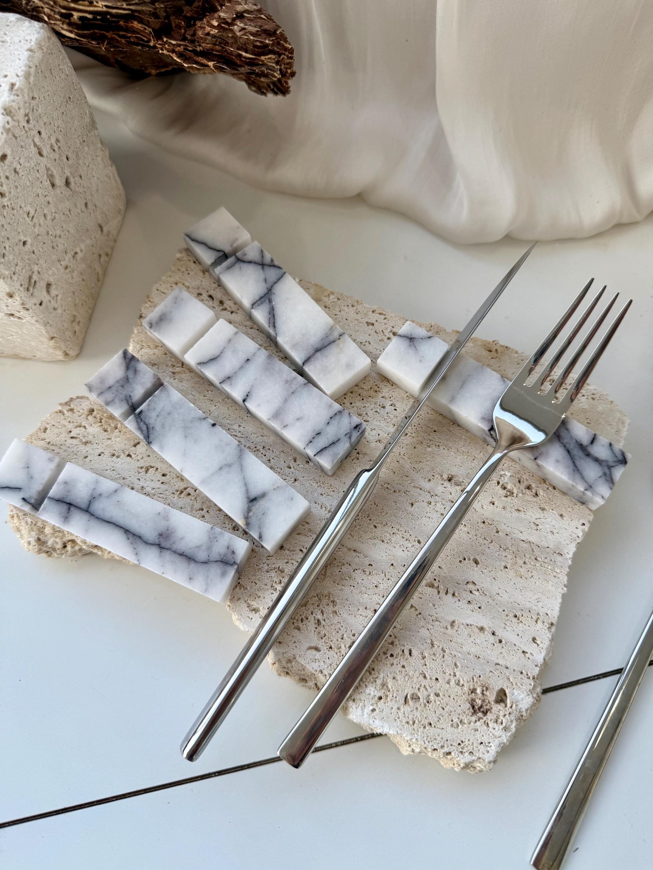 Dark Lilac Marble Cutlery Rest Blocks With Knife Holder | Marble ...