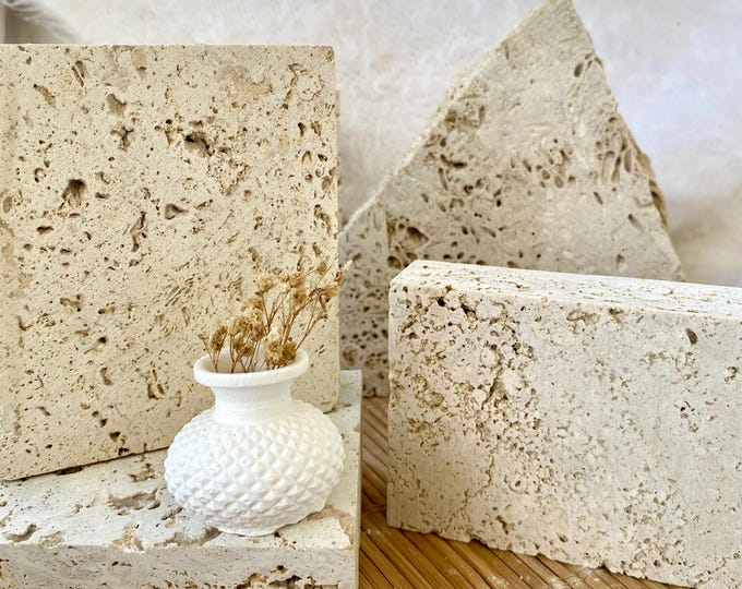 Travertine Cube Prop | Rectangle Stone Slab Platform | Raiser Rock ...