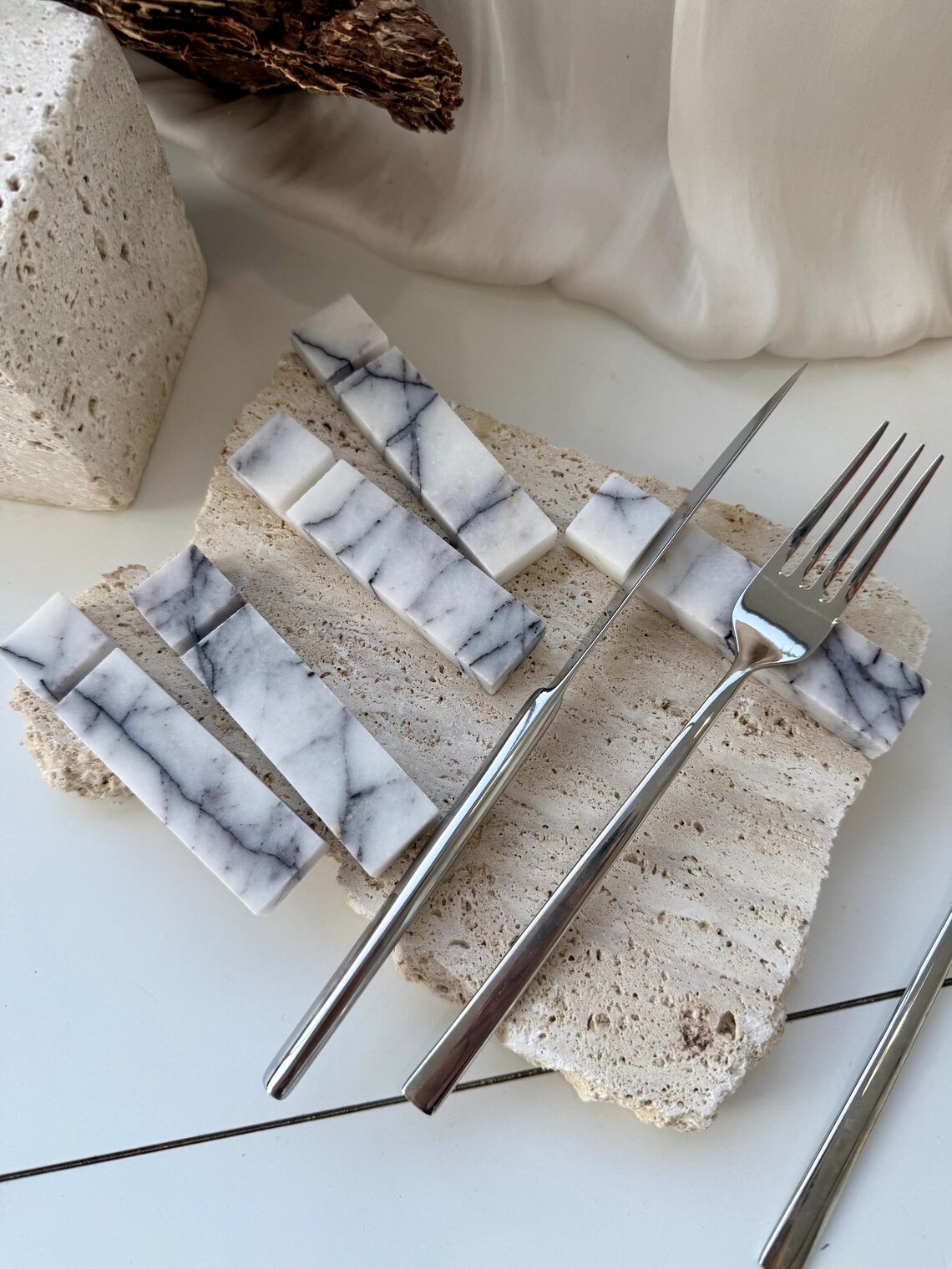 Dark Lilac Marble Cutlery Rest Blocks With Knife Holder | Marble ...