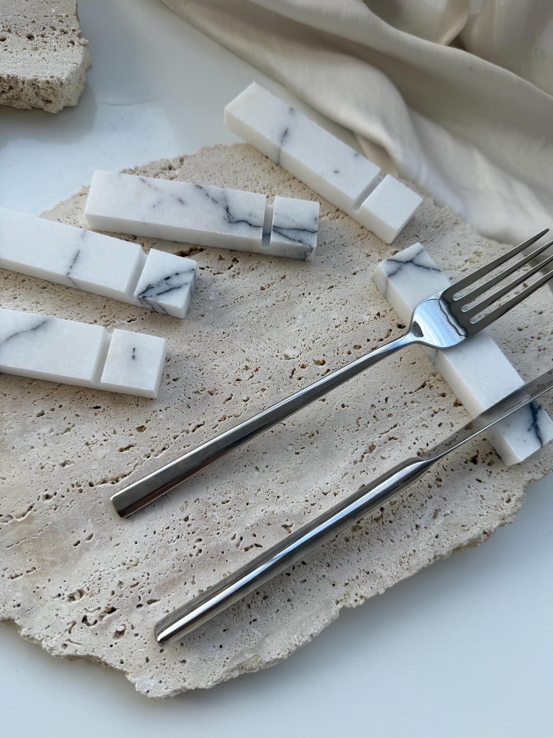 Lilac Marble Cutlery Rest Blocks With Knife Holder | Marble Dinnerware ...