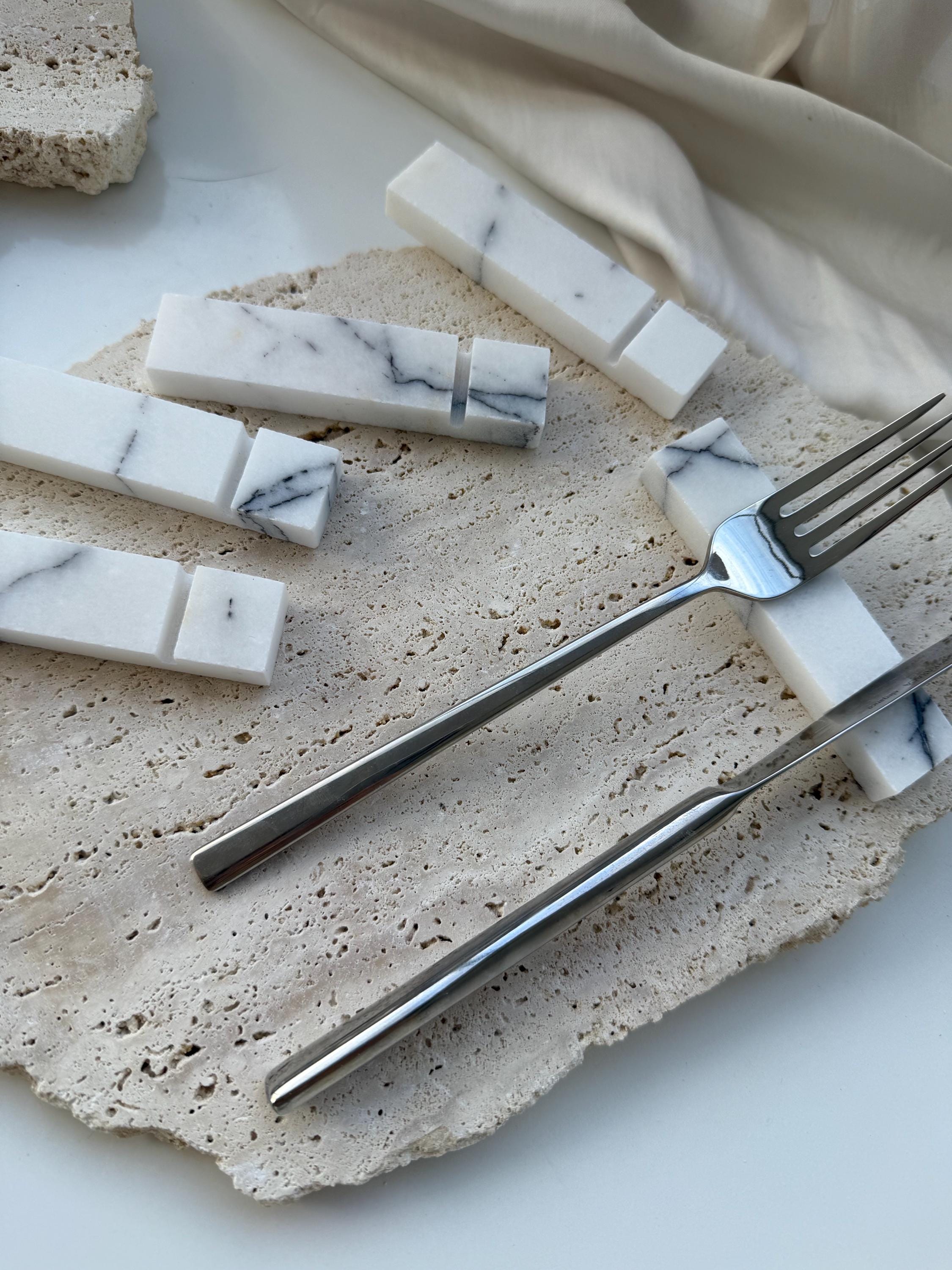 Lilac Marble Cutlery Rest Blocks With Knife Holder | Marble Dinnerware ...