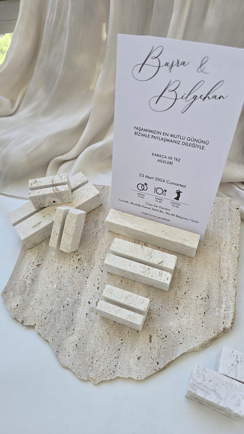 Travertine Limestone Card Holder | Wedding Table Number Holder - Etsy