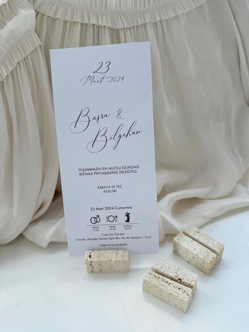 Travertine Limestone Card Holder | Wedding Place Card - Etsy