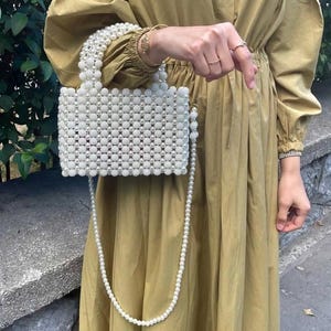 Handmade Black Beaded Bag, Elegant Blackberry Pattern, Pearl Shoulder ...