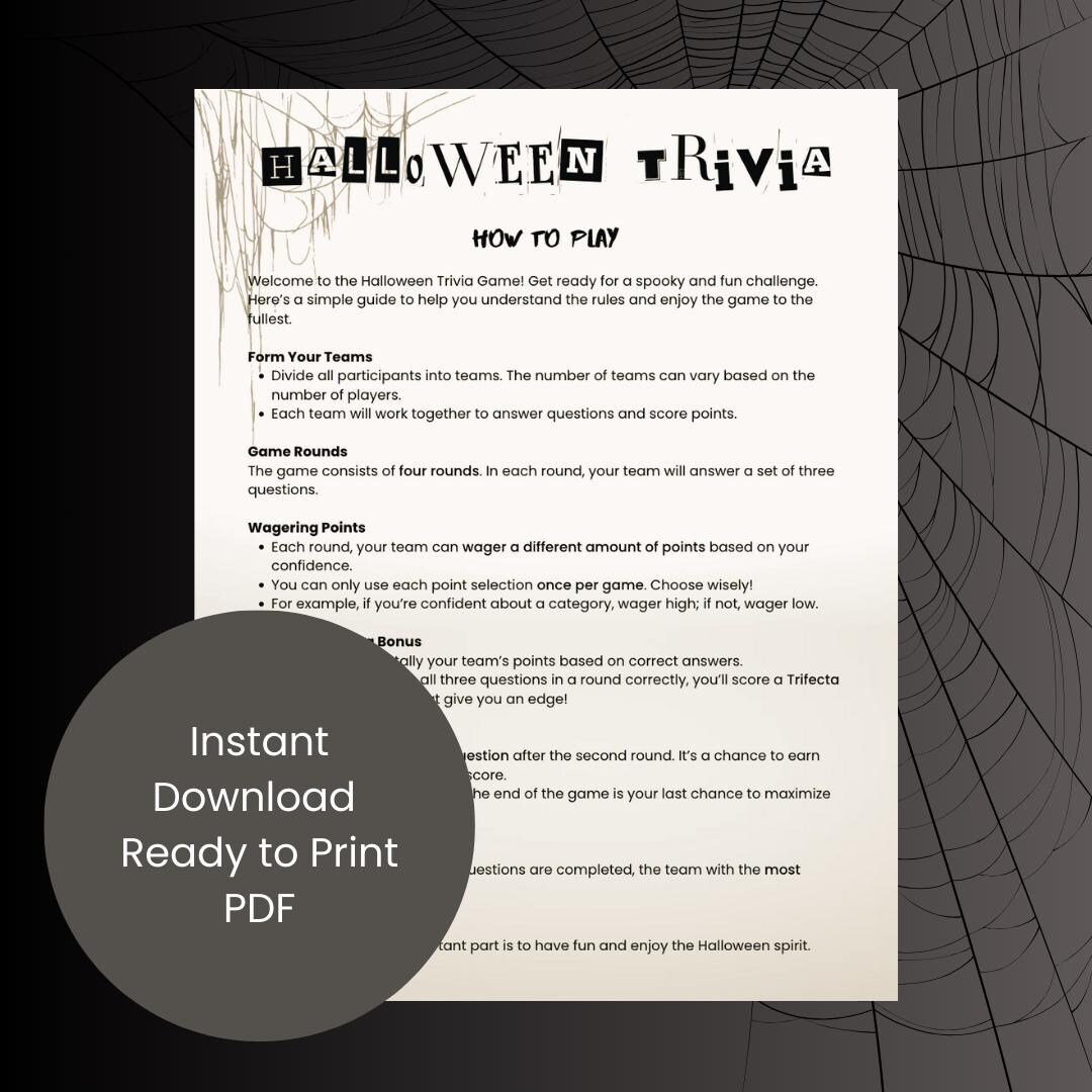 Printable Halloween Trivia Game - Etsy