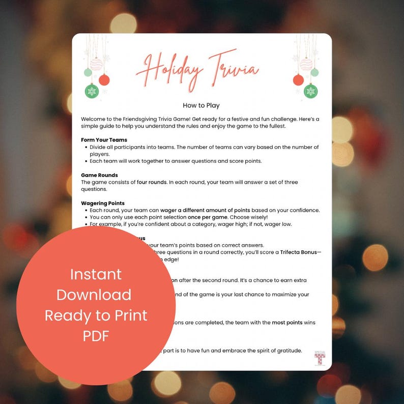 Printable Holiday Trivia Game - Etsy
