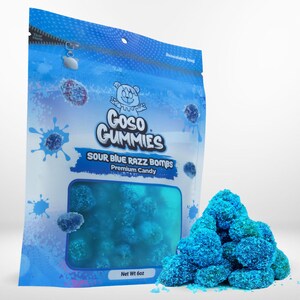Goso Gummies Sour Blue Razz Viral Gusher Bombs 6oz Candy - Fruit Snack ...