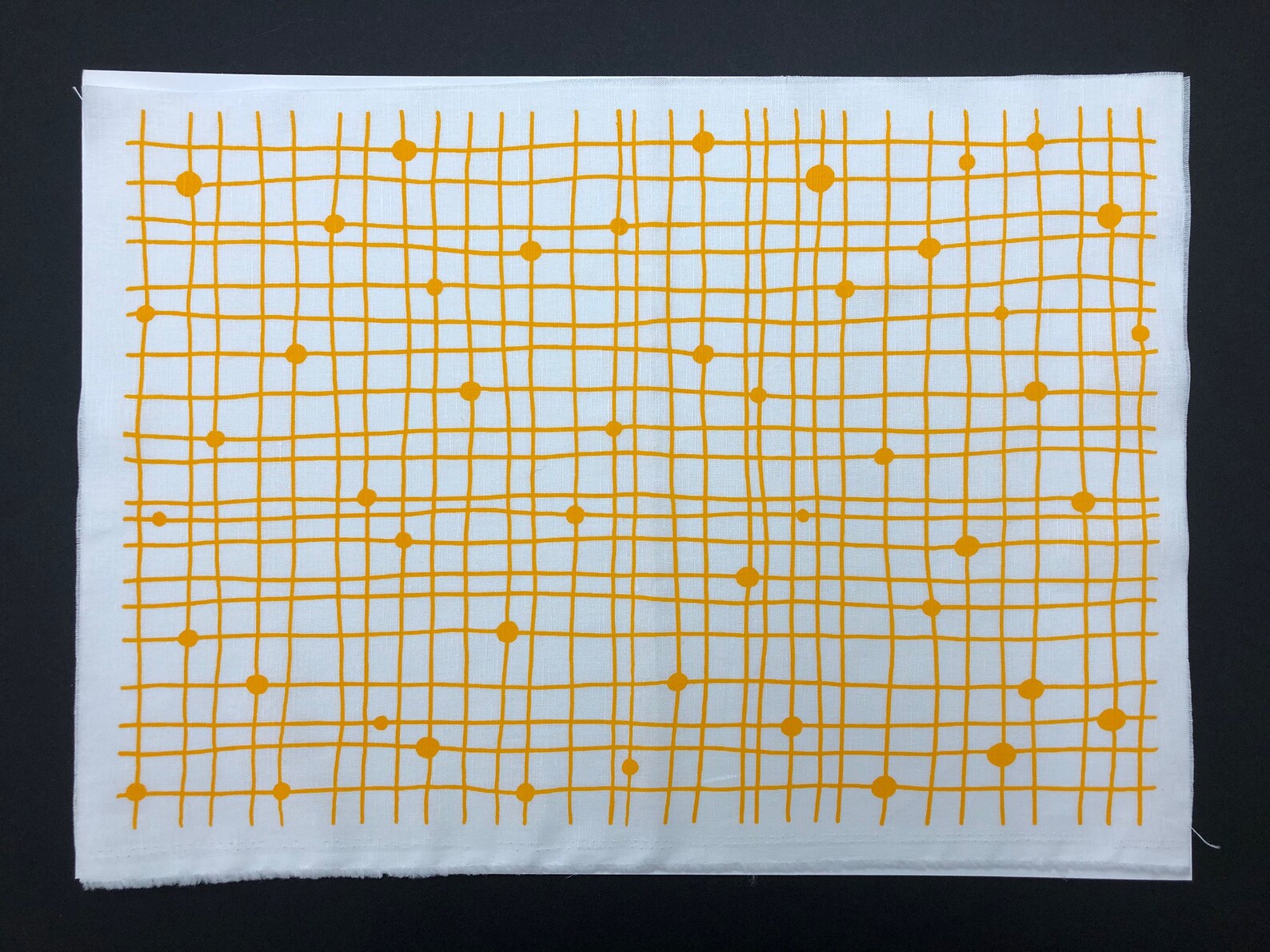 Yellow Grid, Midcentury Inspired Hand Screen Printed Linen or Cotton ...