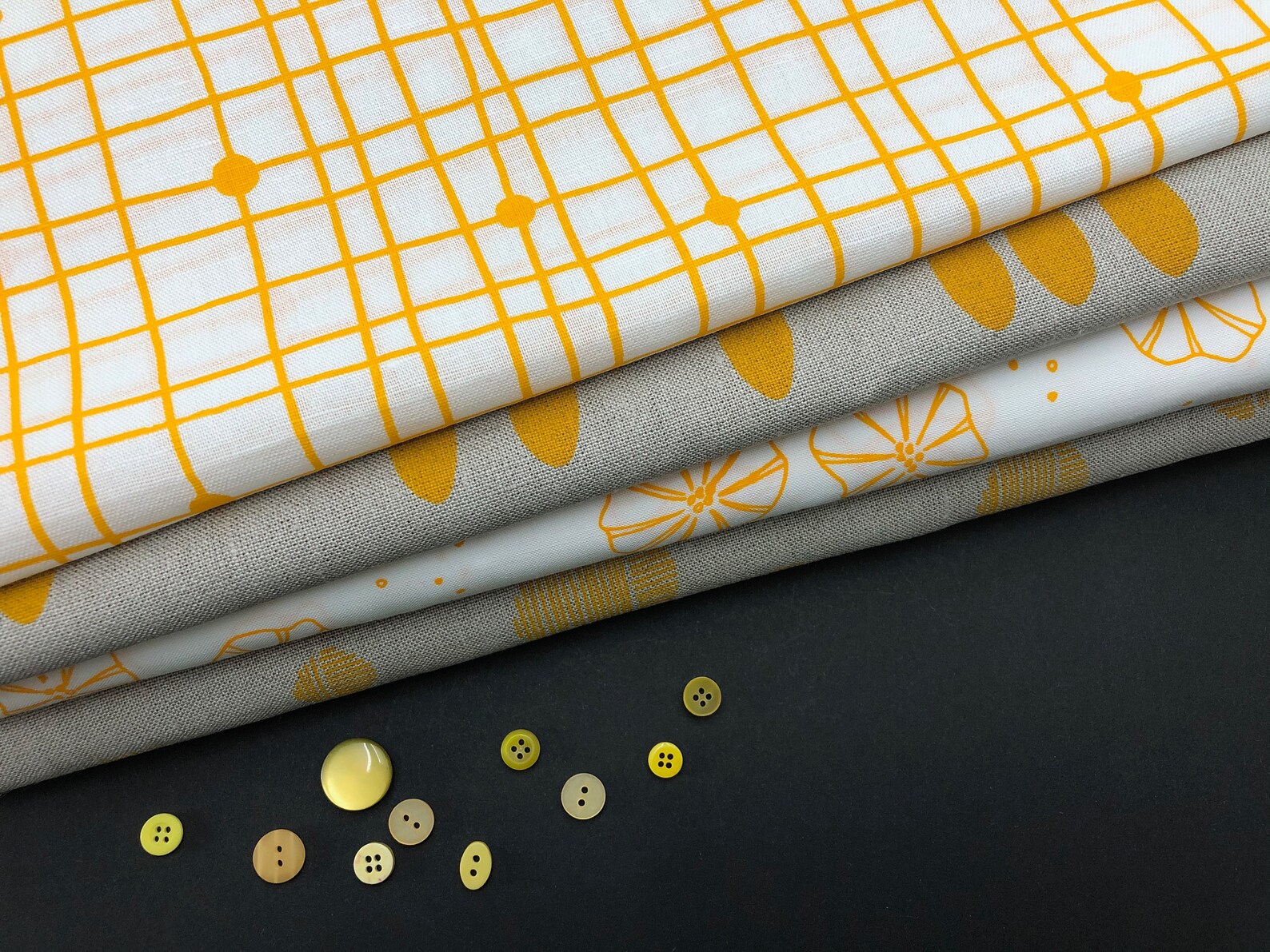Yellow Grid, Midcentury Inspired Hand Screen Printed Linen or Cotton ...
