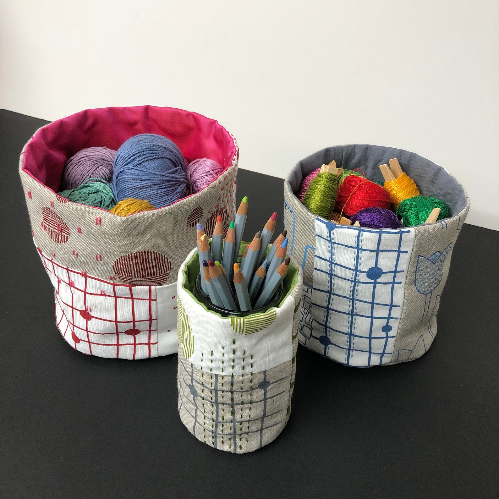 Fabric Buckets With a Circular Base, PDF Sewing Pattern to Make Fabric ...