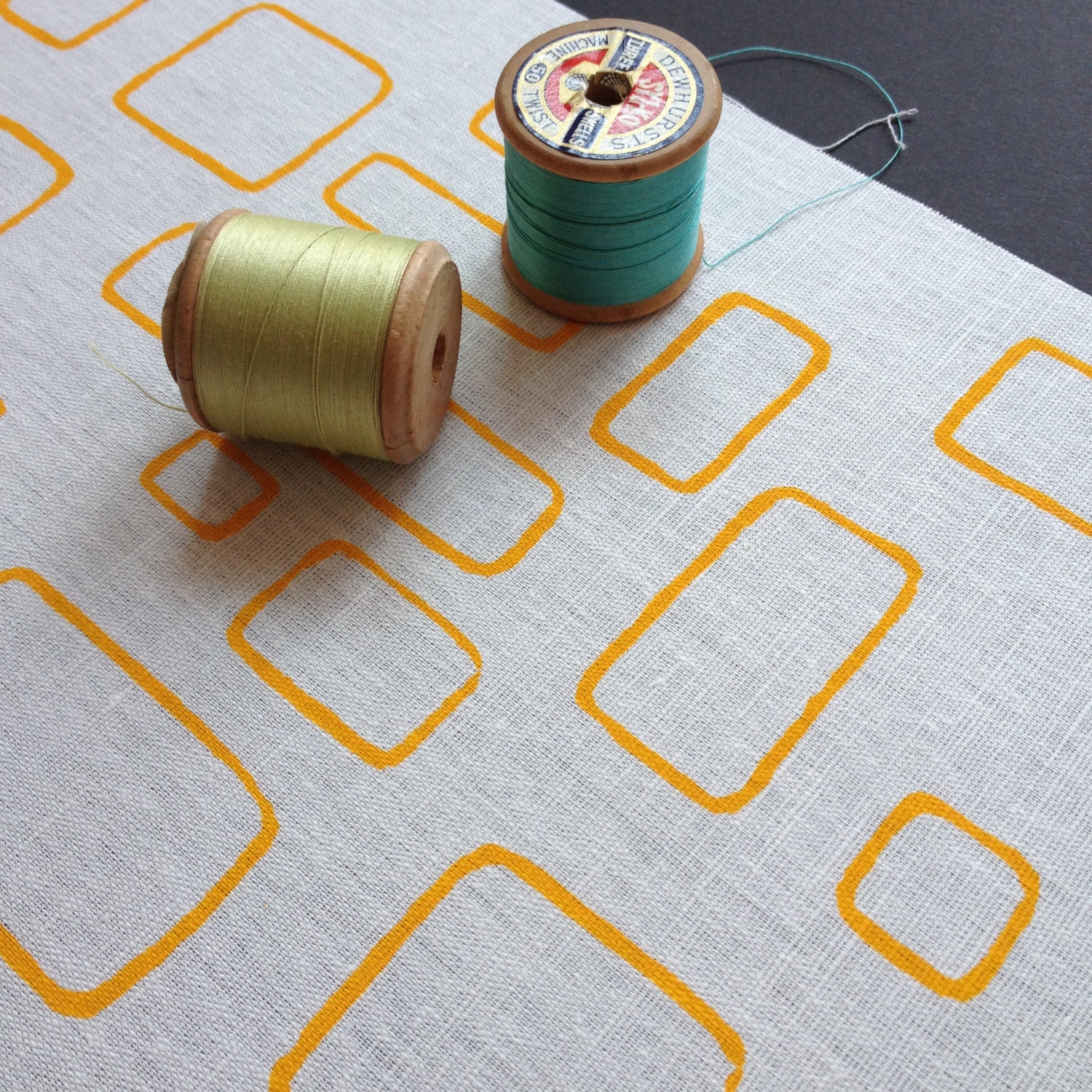 Yellow Windows Screen Printed Fabric Panel Linen or Cotton - Etsy UK