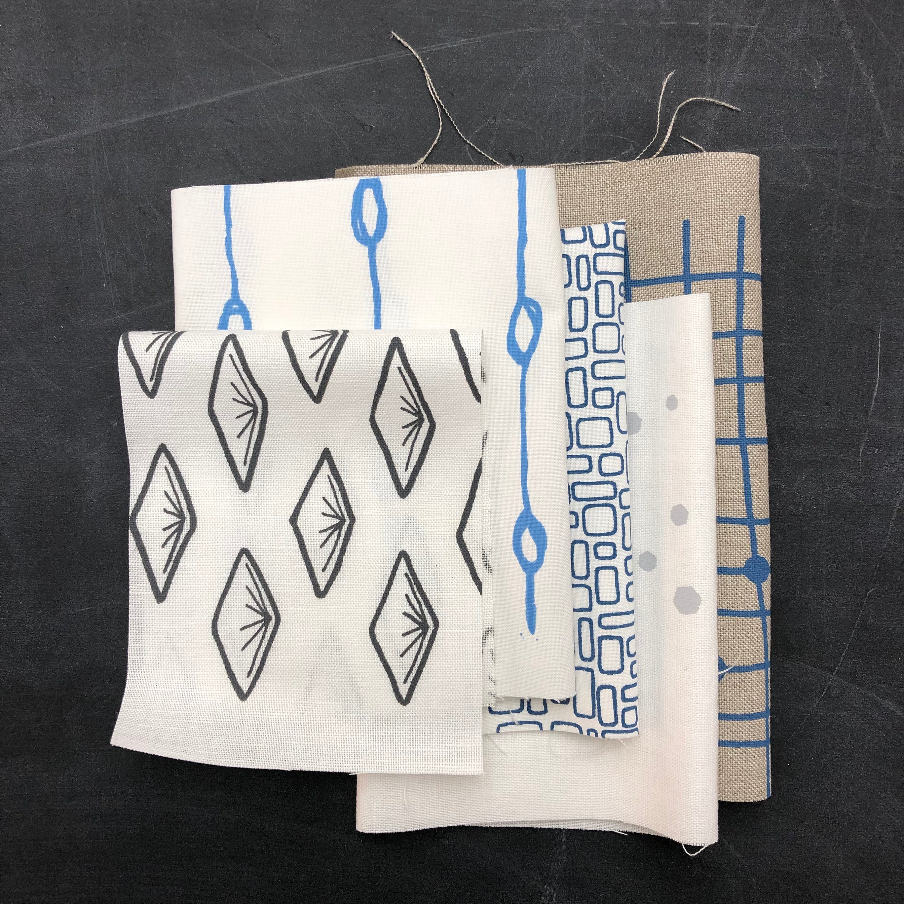 Sample packs hand screen printed fabrics on linen and cotton | Etsy