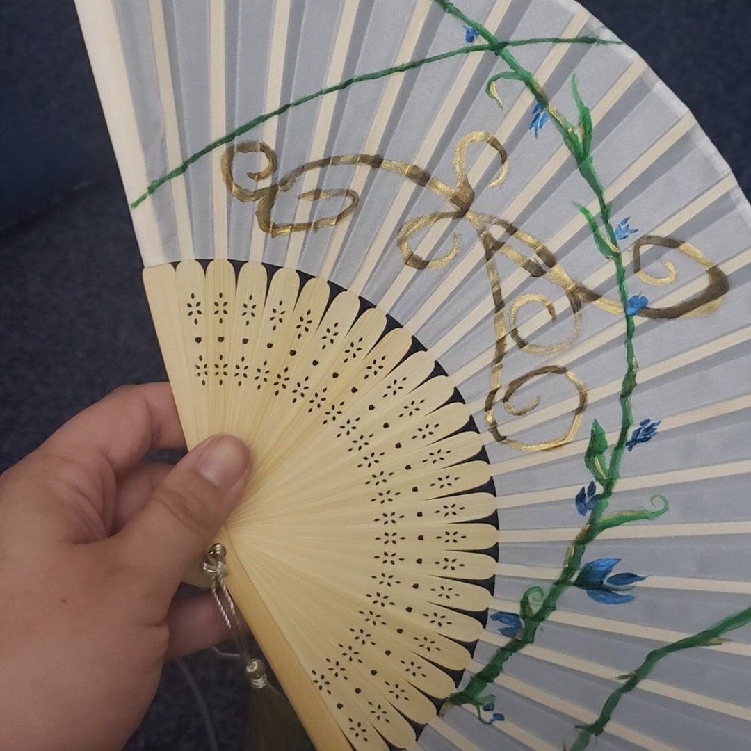 Gilded Vines Hand Painted Folding Silk Fan - Etsy