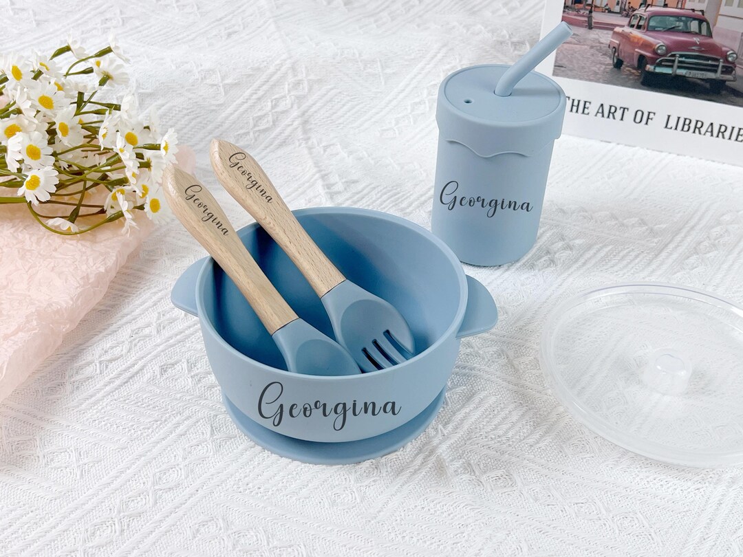 Custom Baby Silicone Sippy Cup & Bowl Set,personalized Silicone Sippy ...