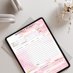 Pink and Gold Monthly Budget Planner, Finance Planner, Easy Budgeting ...