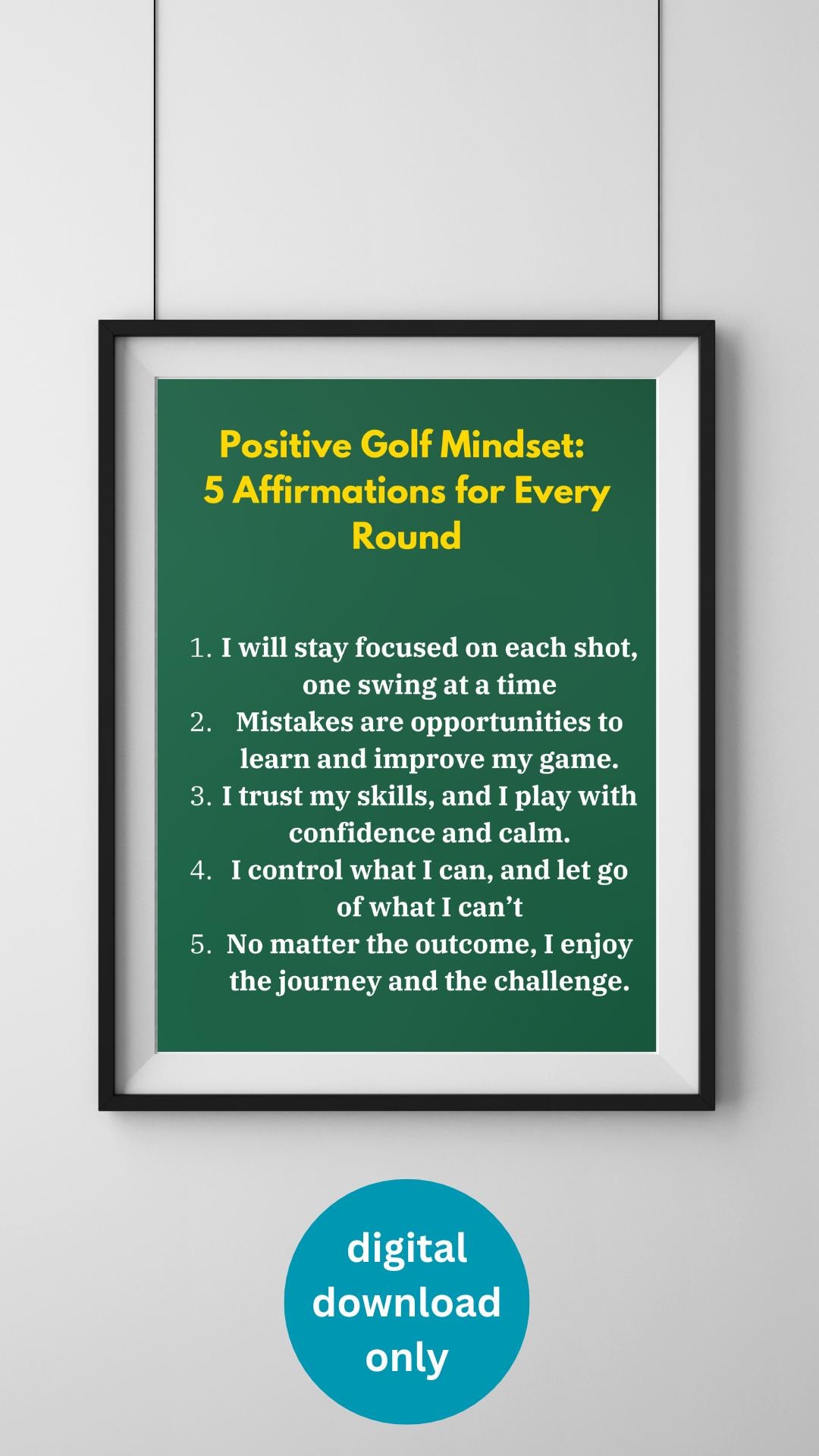Golf Poster Positive Affirmations for Golf Gift for Him Gift for Her ...