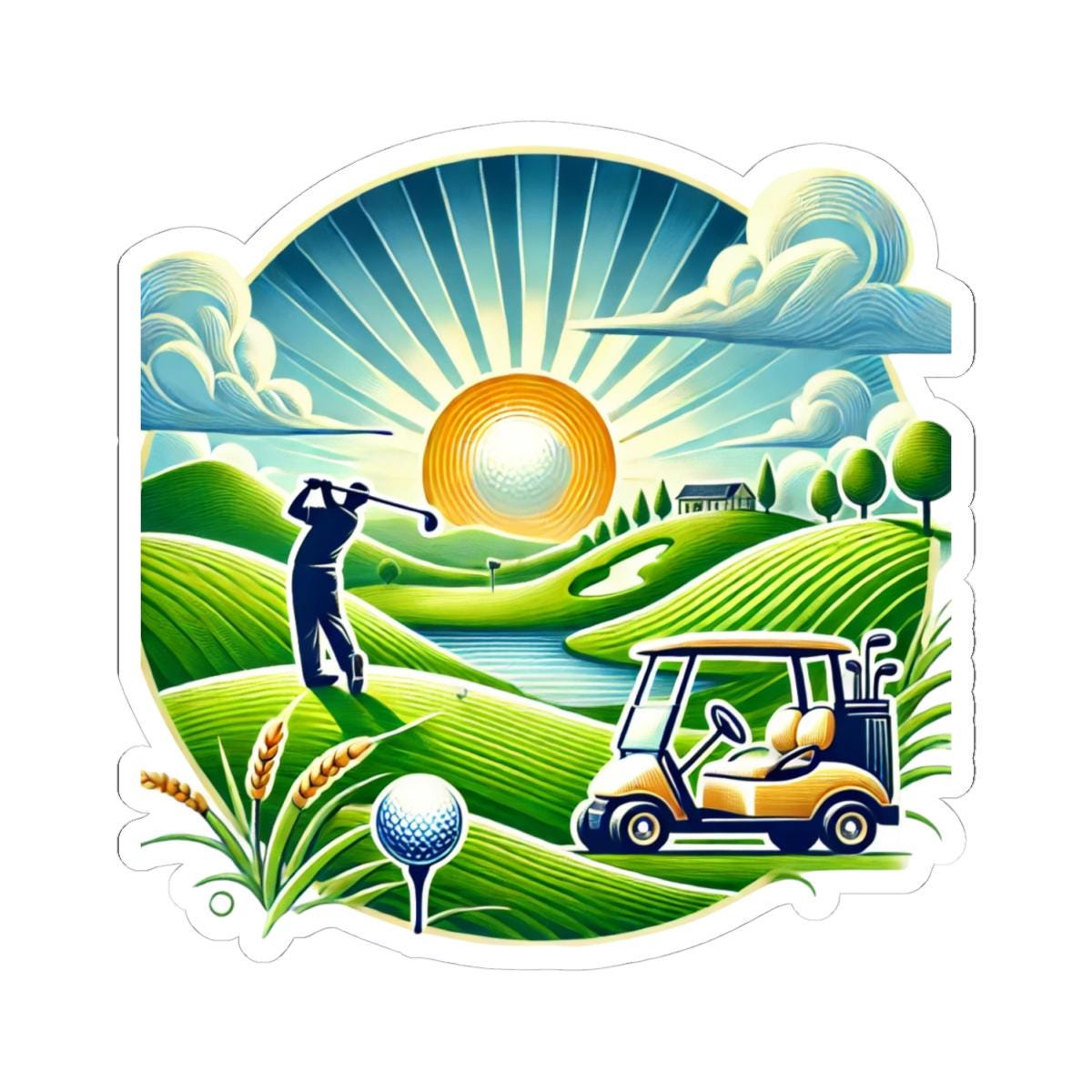 Golf Sticker, Golf Day Sticker, A Day on the Course Golf Sticker - Kiss ...