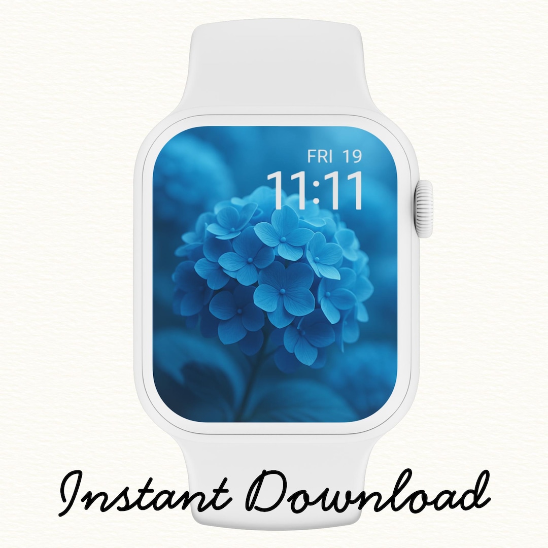 Blue Hydrangea Apple Watch Face: Floral Smartwatch Wallpaper (digital ...