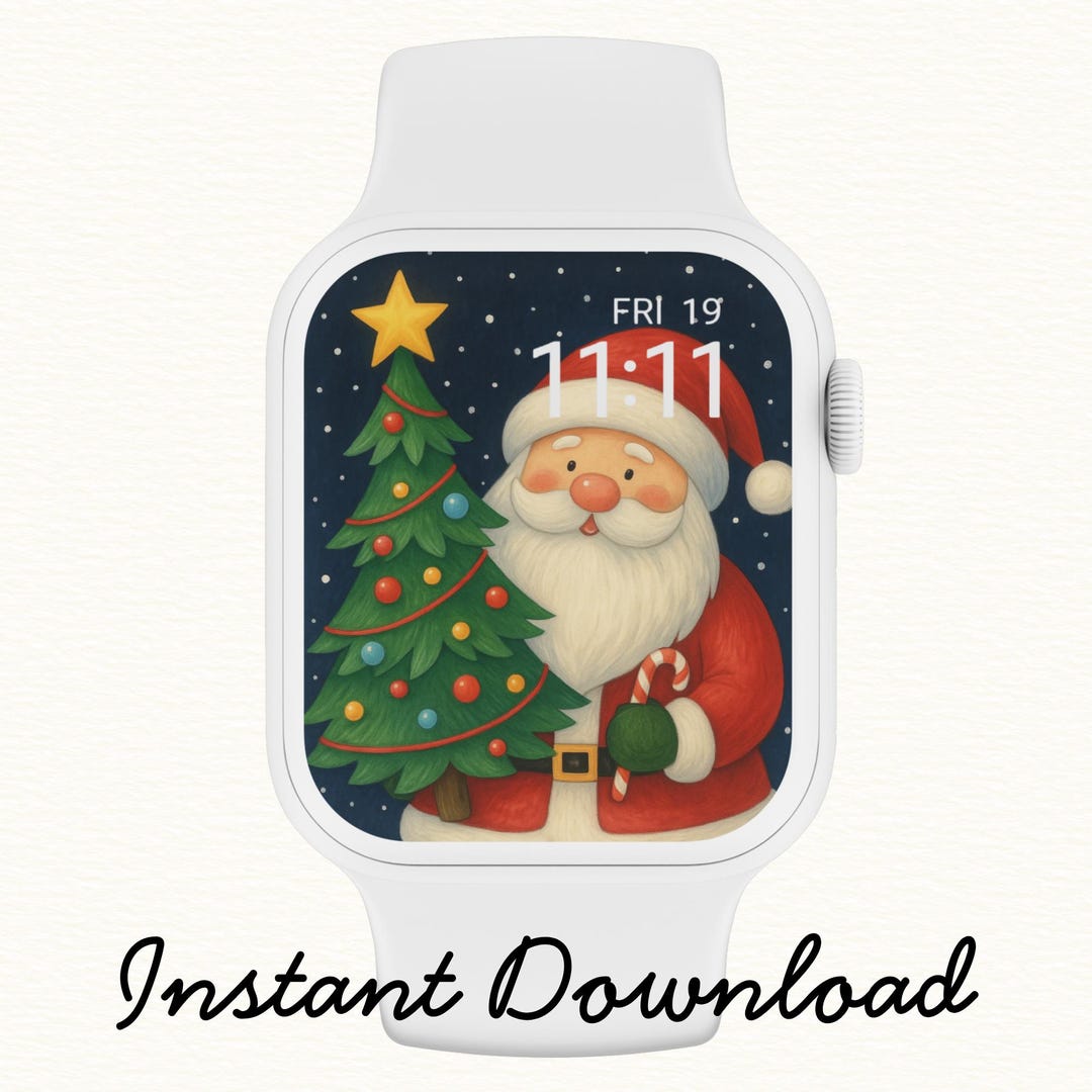 Santa Christmas Tree Watch Face | Festive Smartwatch Wallpaper (digital ...