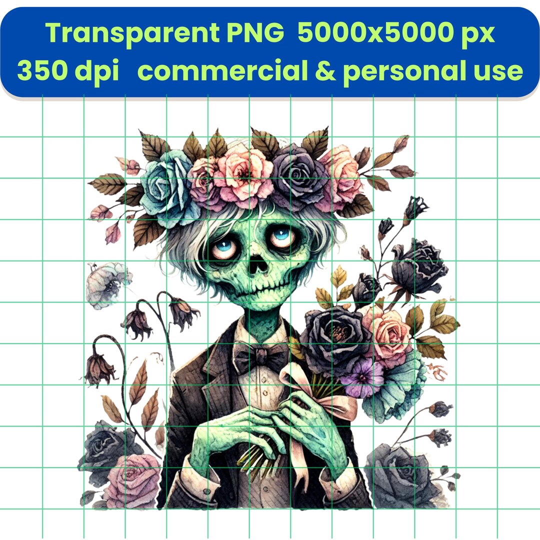 Floral Skeleton Art Print, Gothic Undead Bridegroom With Flowers, Dark ...