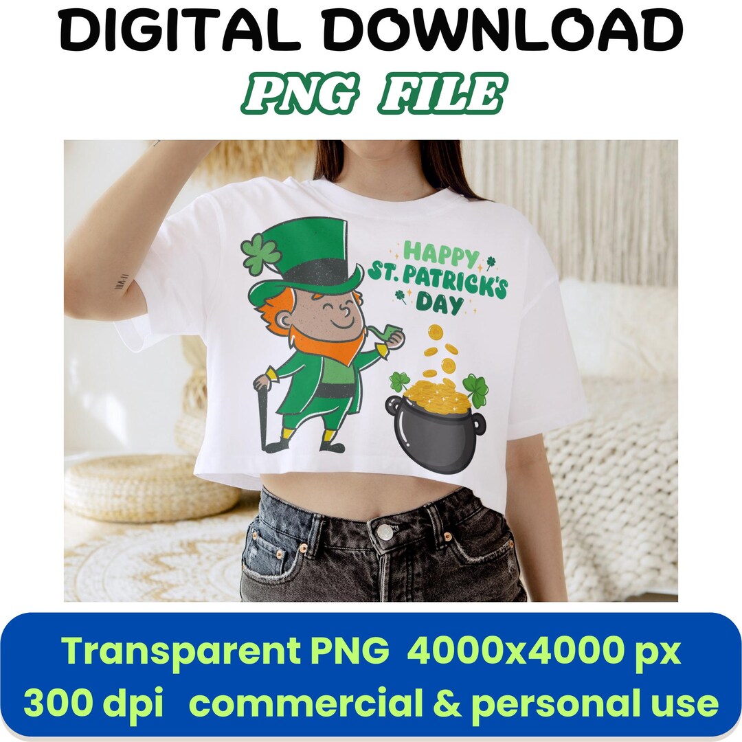 Leprechaun St. Patrick's Day PNG: Lucky Pot of Gold Clipart (digital ...