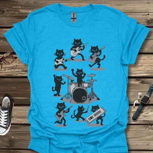 Cat Band Pixelated Cats Rocking Out on Guitar, Drums, and Keyboard T ...