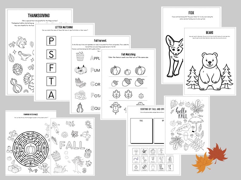 45 Fall Printable Activity Pages for Preschool and Kindergarten ...